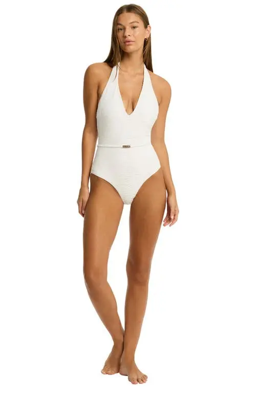 SEA LEVEL De Soleil Halter One-piece Swimsuit - White