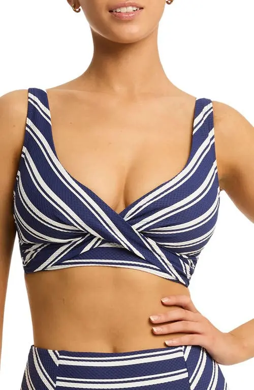 SEA LEVEL Biarritz Cross Front Multifit Bikini Top - French Navy