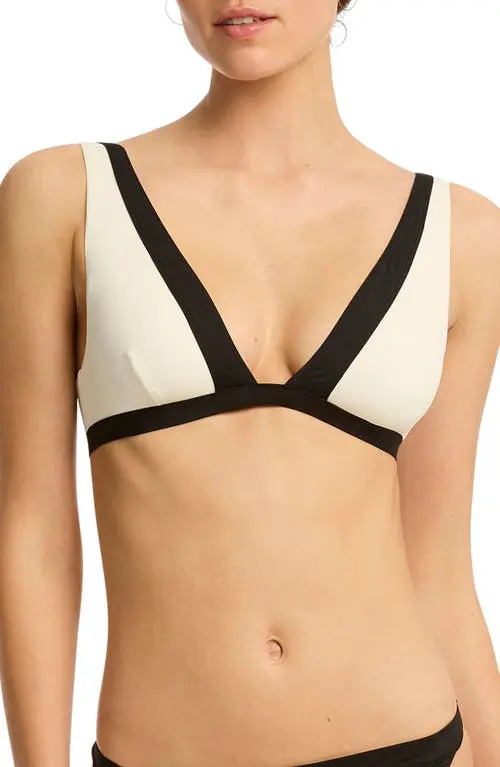 SEA LEVEL Border Plunge Bikini Top - Coconut