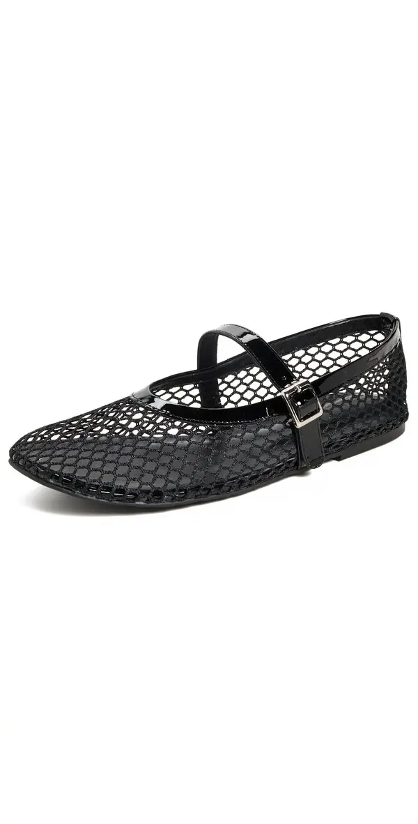 Tony Bianco Mia Flat In Black Mesh/Patent 30% Off Editorialist