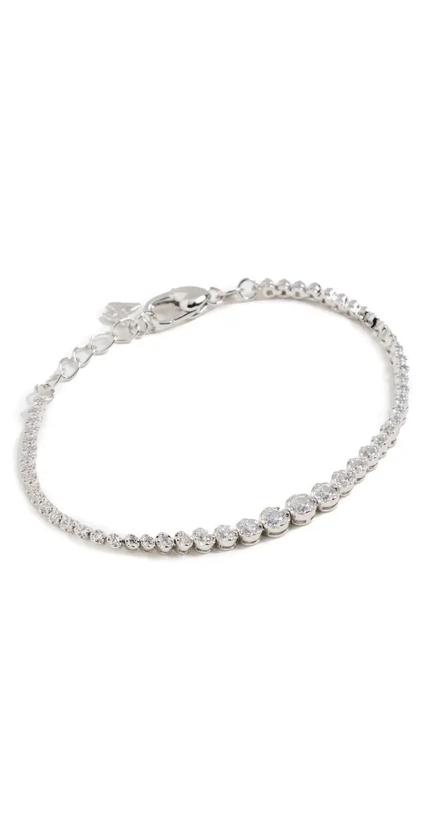 BY ADINA EDEN Cubic Zirconia Bezel Tennis Bracelet - Silver