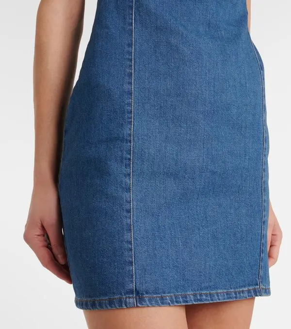 Coperni Floral Appliqué Cutout Denim Minidress
