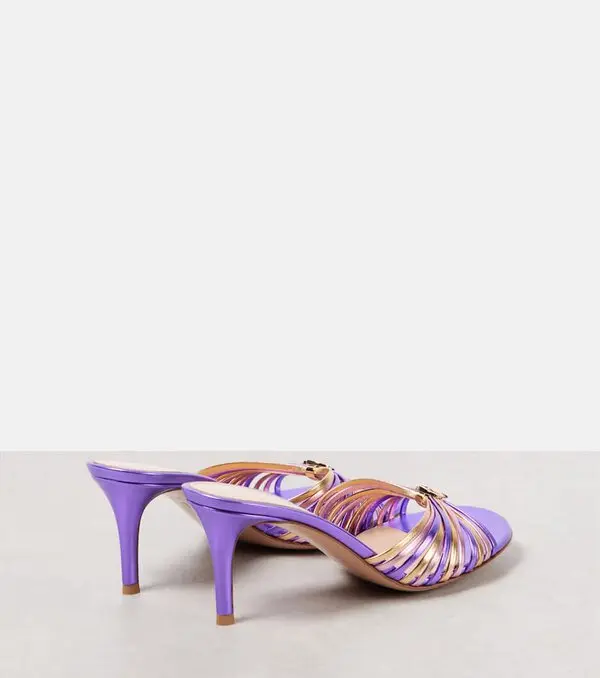 GIANVITO ROSSI 70 Metallic Leather Mules