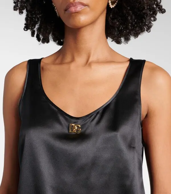 Dolce & Gabbana Dg Silk-blend Satin Tank Top