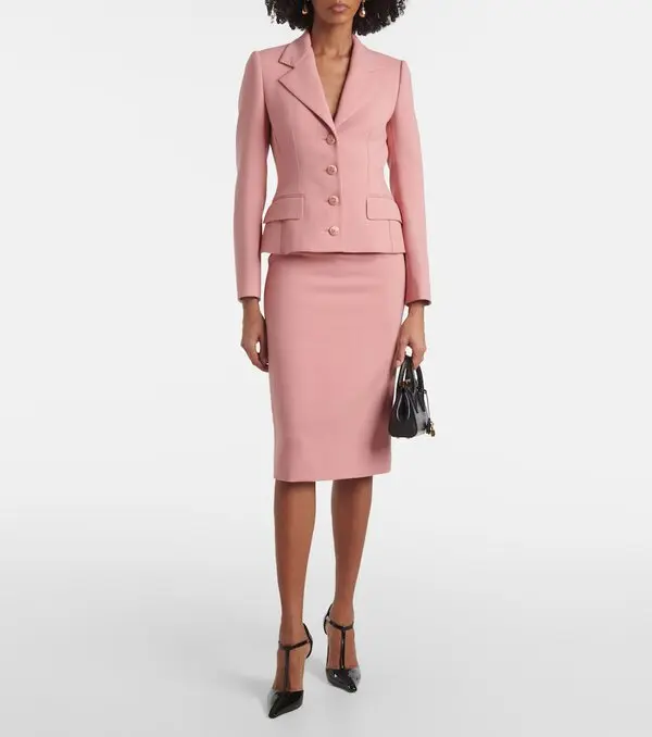 Dolce & Gabbana Virgin Wool Pencil Skirt - Pink