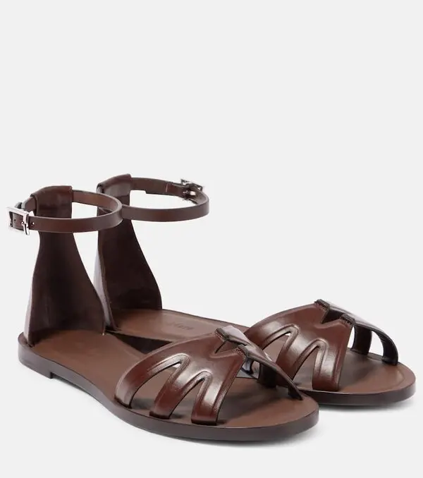 Max Mara Doublefla Leather Sandals - Beige