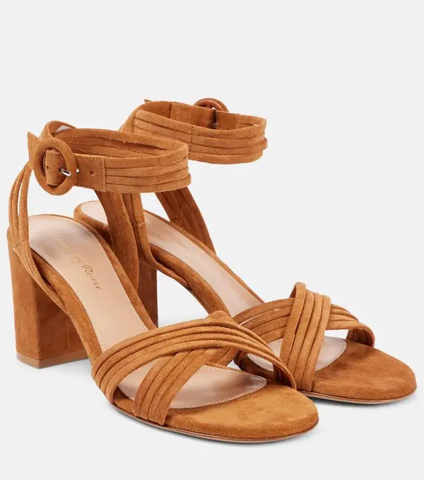 GIANVITO ROSSI Lianne 70 Suede Criss-cross Sandals - Brown