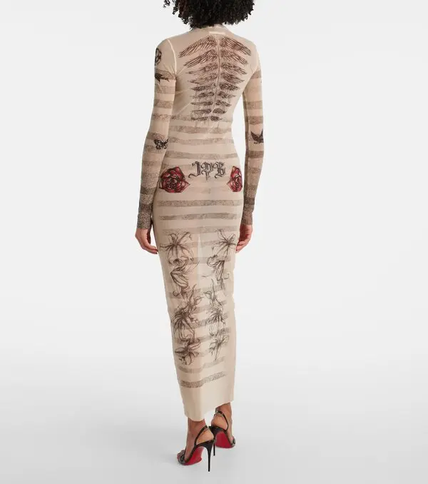 JEAN PAUL GAULTIER Trompe L’oeil Mesh Maxi Dress
