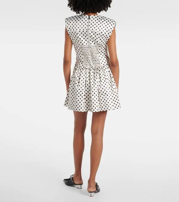 GANNI Polka-dot Satin Corset Dress - White