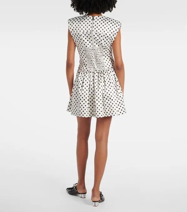 GANNI Polka-dot Satin Corset Dress - White