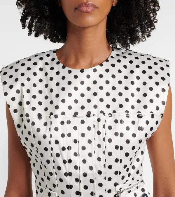 GANNI Polka-dot Satin Corset Dress - White