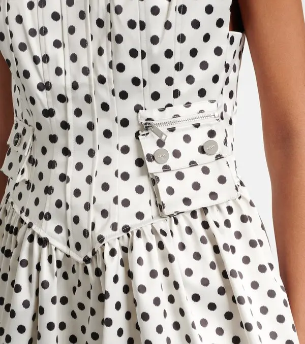 GANNI Polka-dot Satin Corset Dress - White
