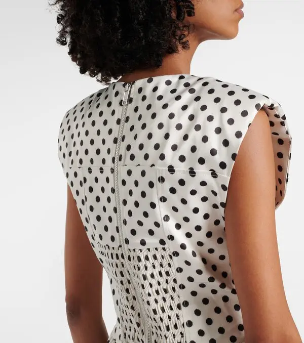 GANNI Polka-dot Satin Corset Dress - White