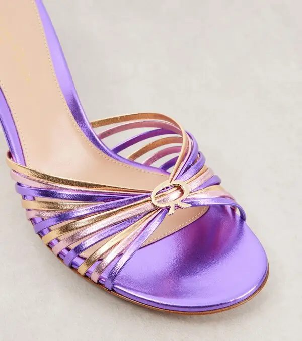 GIANVITO ROSSI 70 Metallic Leather Mules - Purple