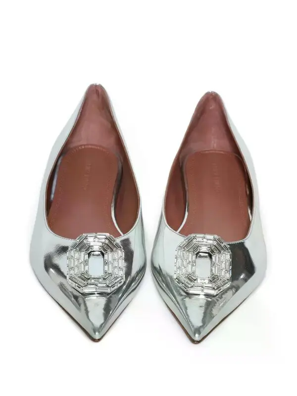 Amina Muaddi Camelia Ballet Flats - Silver