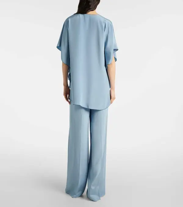 Max Mara Silk Crepe De Chine Blouse - Blue