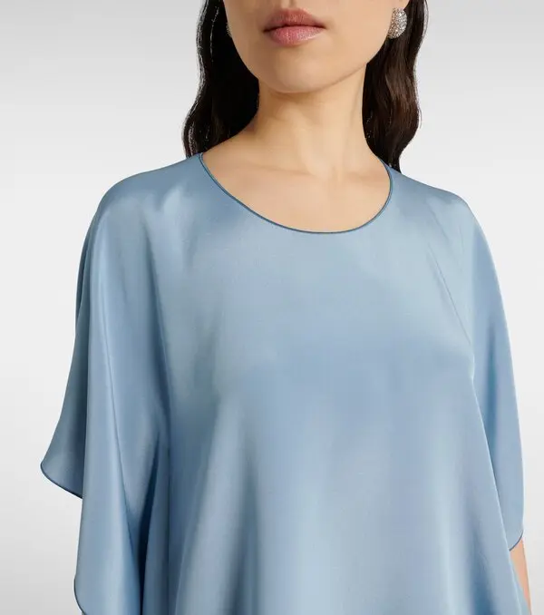 Max Mara Silk Crepe De Chine Blouse - Blue