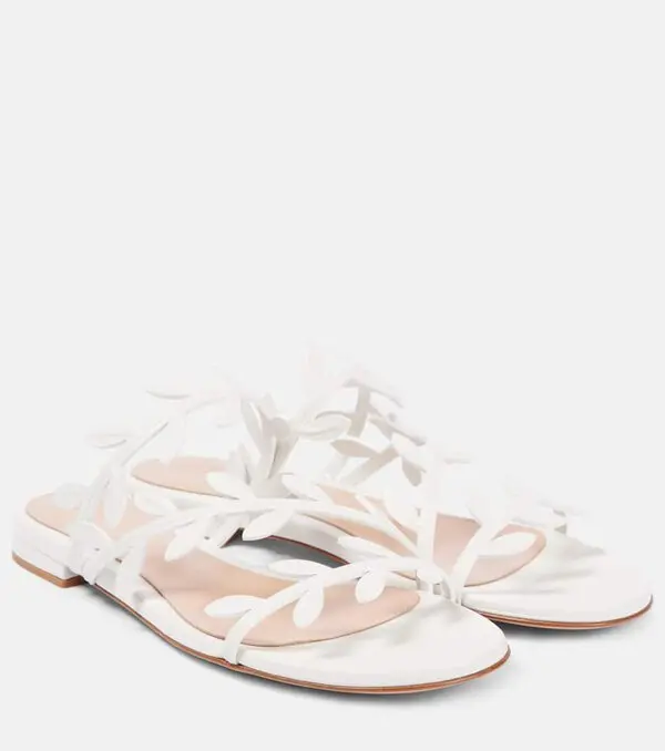 GIANVITO ROSSI Flavia Leather Slides - White