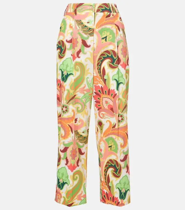 Etro Printed Wide-leg Cotton Pants