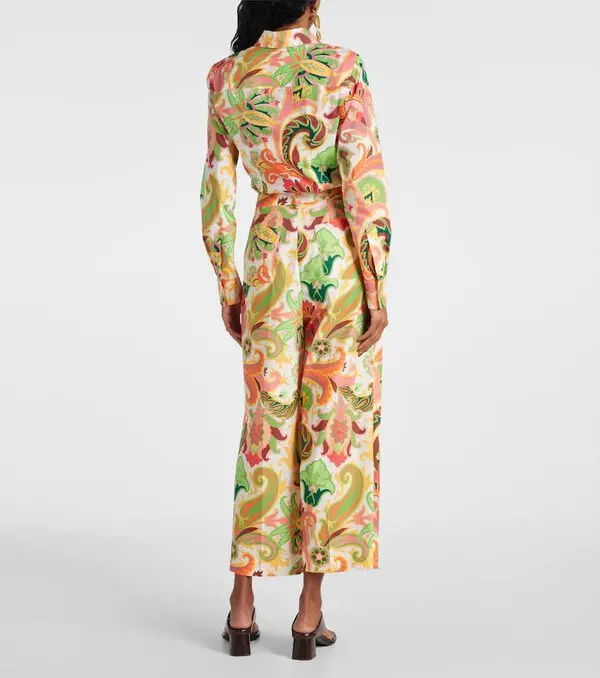 Etro Printed Wide-leg Cotton Pants