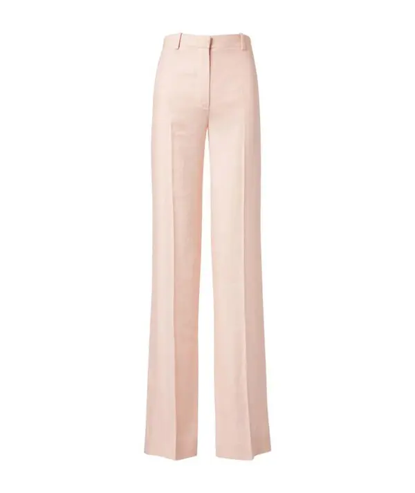 Loro Piana Goldie Linen And Wool Straight Pants - Pink