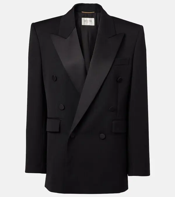 Saint Laurent Satin-trimmed Wool Tuxedo Jacket - Black