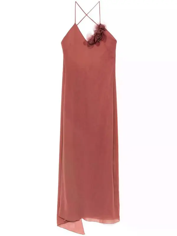 Buy Blumarine Floral-appliqu Georgette Maxi Dress - Brown At 46% Off |  Editorialist