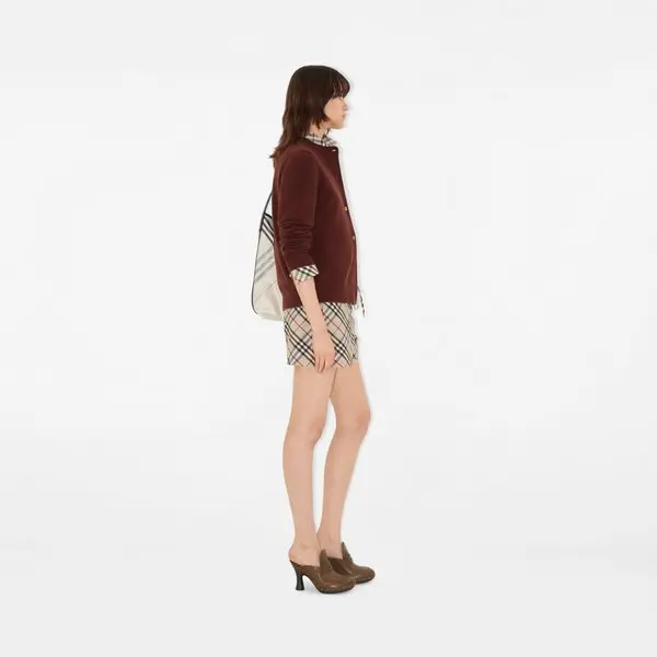 Burberry Cashmere Blend Cardigan With Embroidered Equestrian Knight Design - Box Red