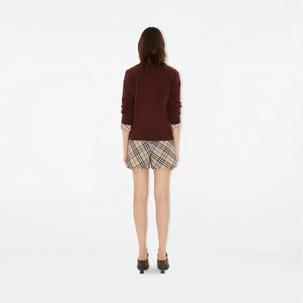 Burberry Cashmere Blend Cardigan With Embroidered Equestrian Knight Design - Box Red