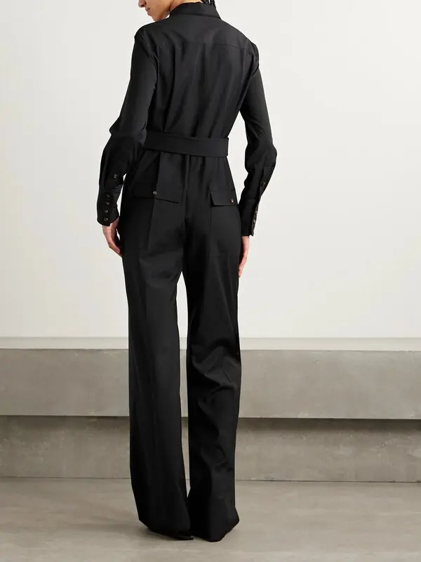 Veronica De Piante Nadia Belted Wool And Silk-blend Jumpsuit