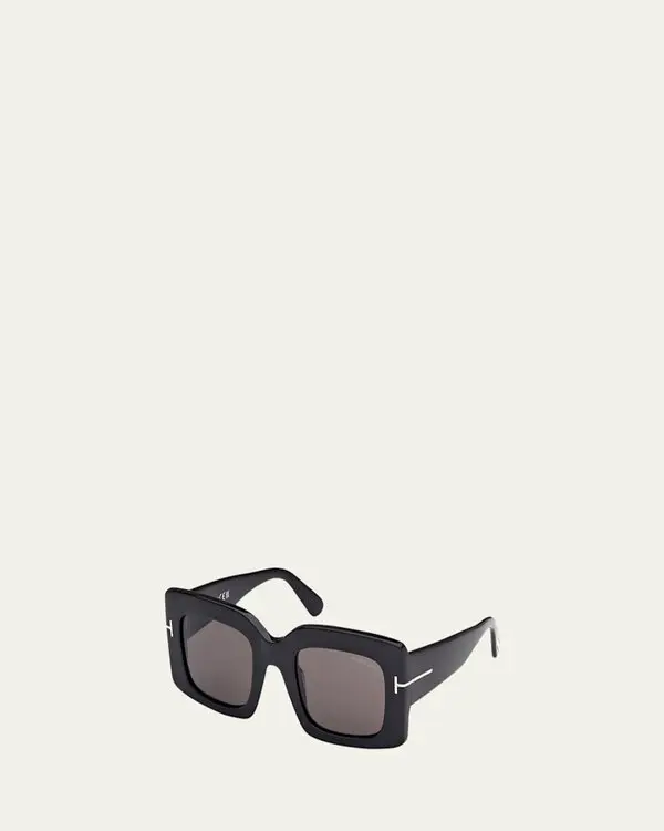 TOM FORD Brigitta Rectangle Sunglasses - Shiny Black