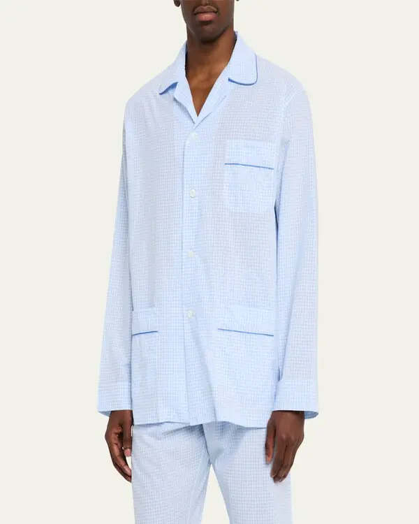 Bergdorf Goodman Cali Cotton Gingham Long Pajama Set