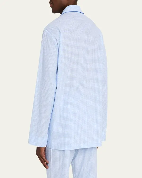 Bergdorf Goodman Cali Cotton Gingham Long Pajama Set