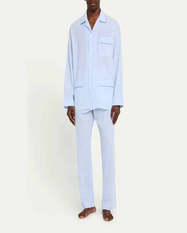 Bergdorf Goodman Cali Cotton Gingham Long Pajama Set