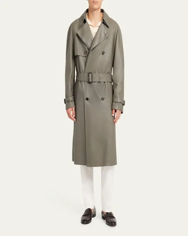 Brioni Leather Trench Coat