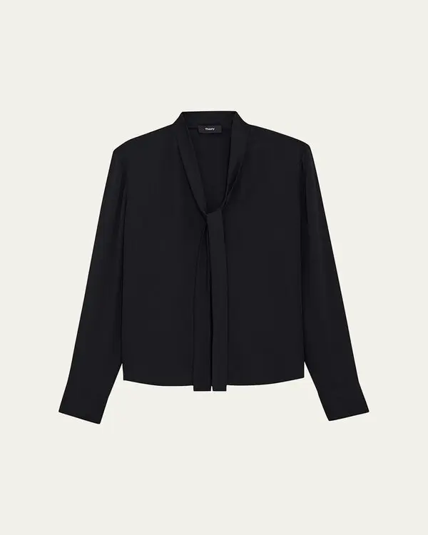 Theory Silk Tie Neck Blouse