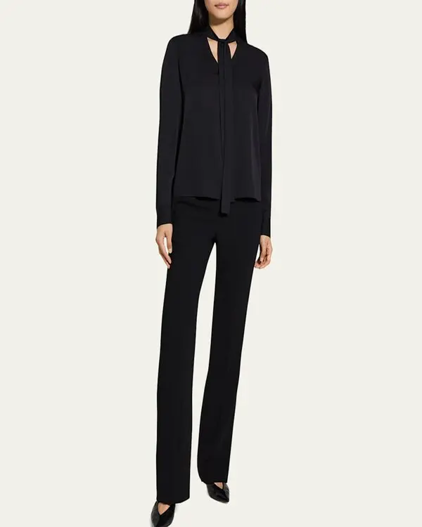 Theory Silk Tie Neck Blouse