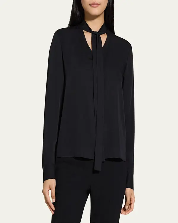 Theory Silk Tie Neck Blouse