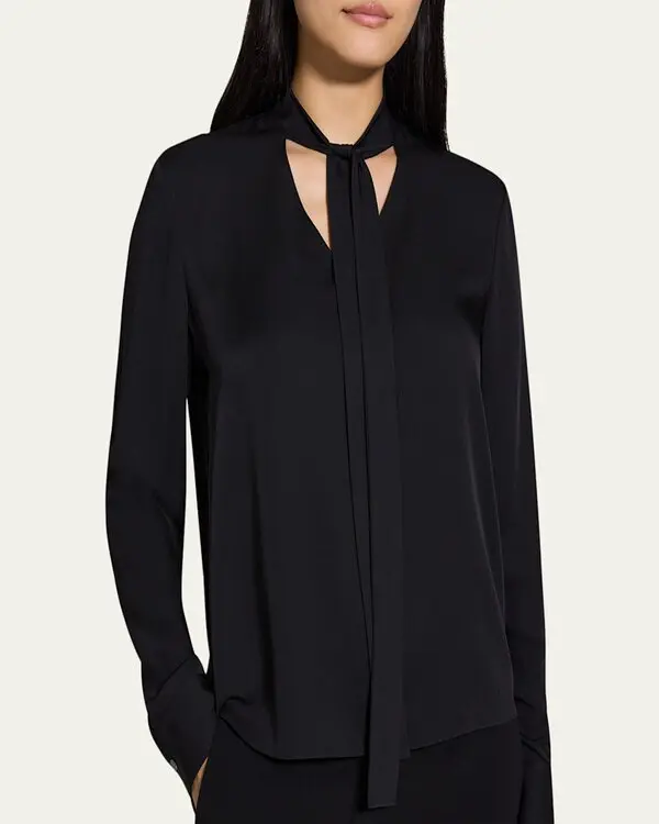 Theory Silk Tie Neck Blouse