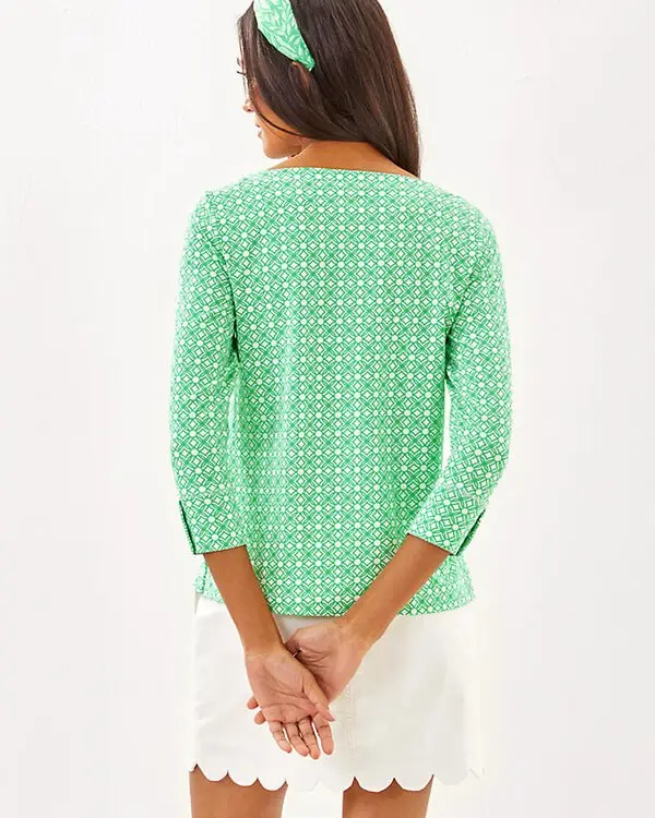 LILLY PULITZER Upf 50+ Callison Top - Fauna Green X Resort White Butterfly Pattern