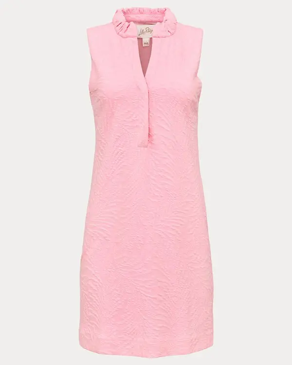 LILLY PULITZER Elsey Shift Dress - Conch Shell Pink Leafy Knit Pucker Jacquard