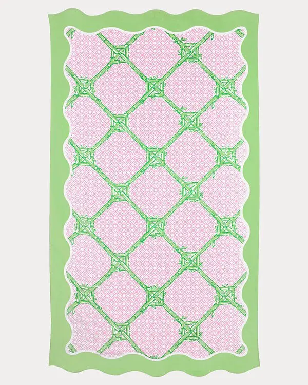LILLY PULITZER Scallop Beach Towel - Pink Muse Butterfly Trellis