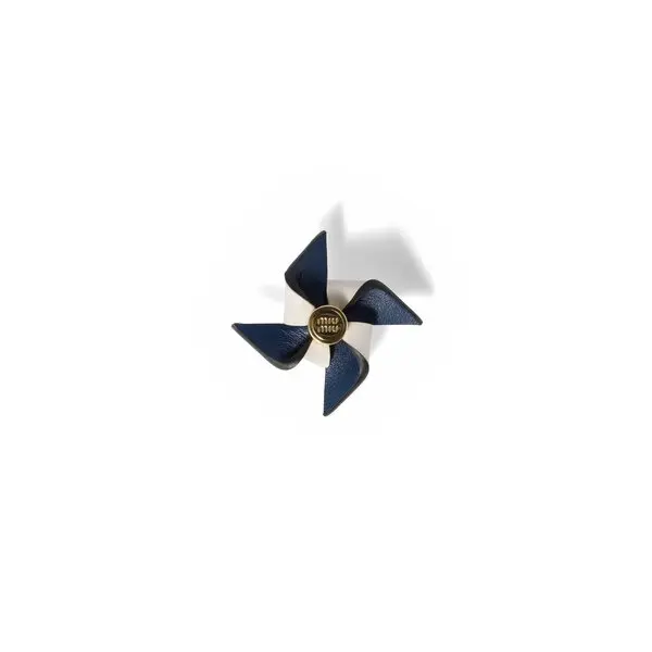 Miu Miu Leather Pinwheel Brooch - Bright Blue/white