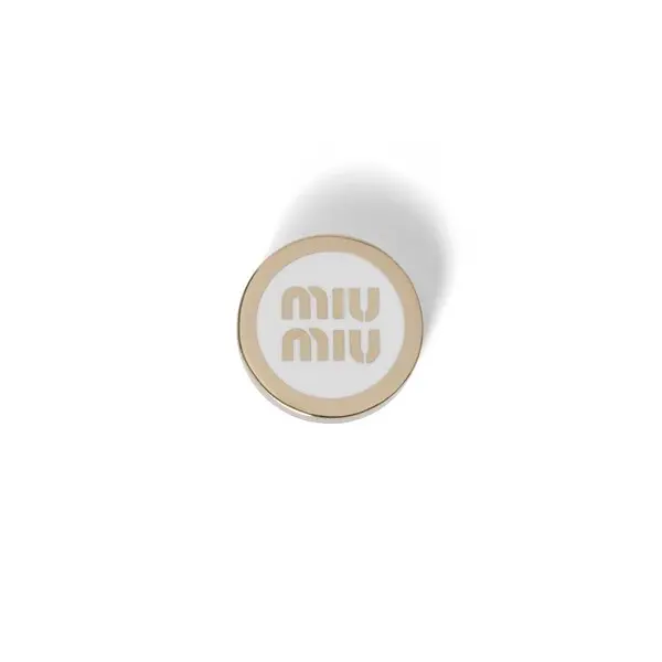 Miu Miu Enameled Logo Brooch - White