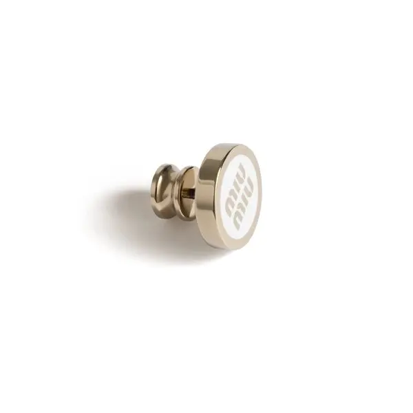 Miu Miu Enameled Logo Brooch - White