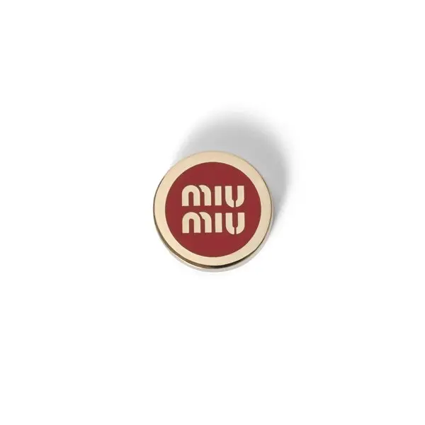 Miu Miu Enameled Metal Logo Brooch - Red