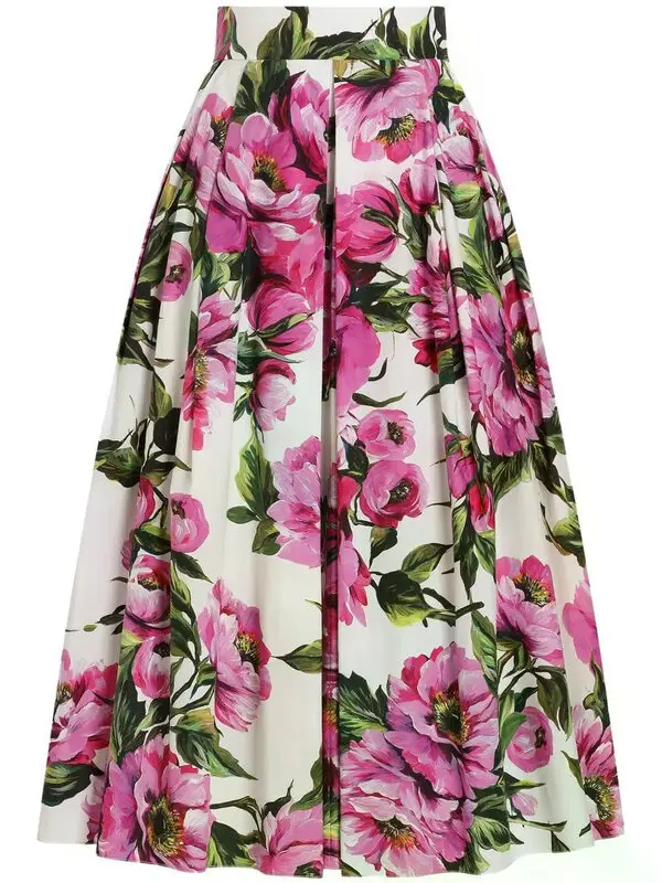 Dolce & Gabbana Printed Midi Skirt - White