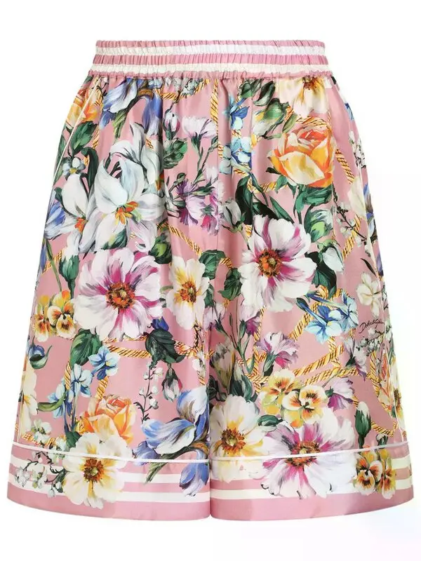Dolce & Gabbana Floral-print Satin Shorts - Pink