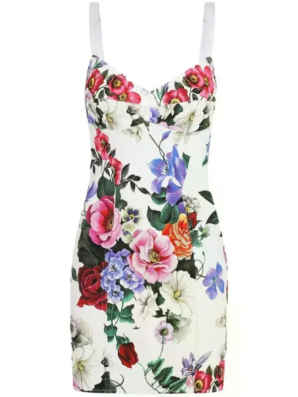 Dolce & Gabbana Floral-print Mini Dress - White
