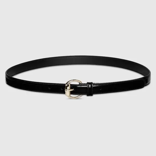 Gucci Thin Leather Belt with Bamboo Buckle Black Silver Size 80/32 Gucci Thin Belt With Bamboo Buckle - Black | Editorialist main image 3
